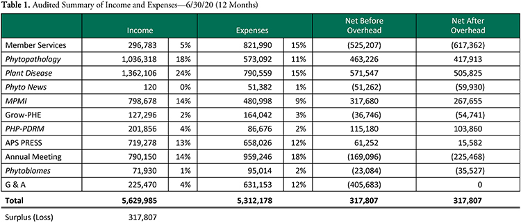 Annual Audited Summary of APS Finances for Fiscal Year 2020